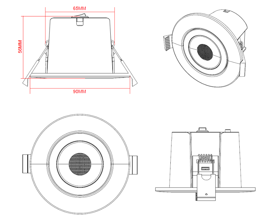 Knightsbridge SpektroLED Evo Brushed Brass IP65 Fire-Rated Dimmable ...