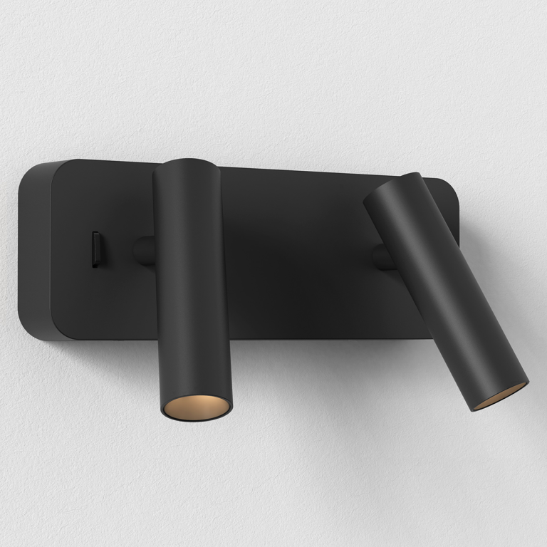Astro Enna Twin Matt Black LED Wall Light | UKES