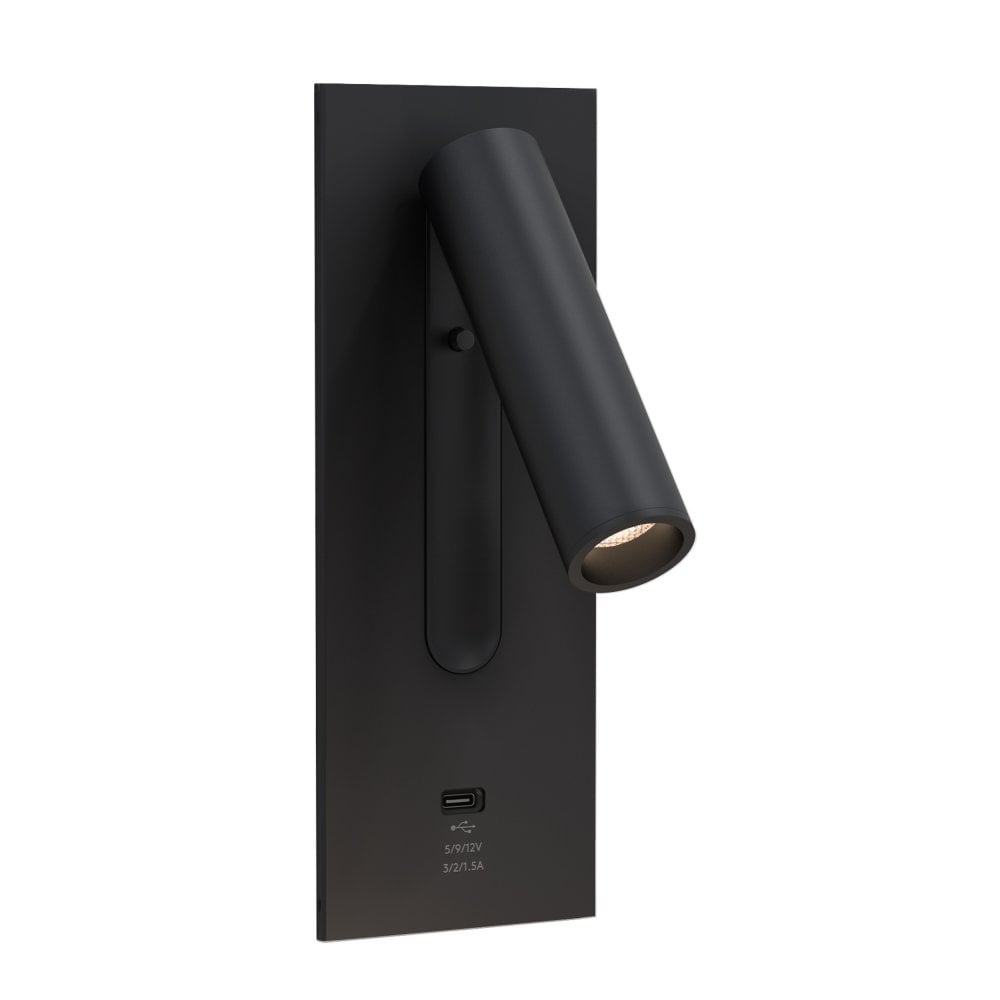 Astro Fuse 3 Matt Black LED Wall Light with USB C Port | UKES