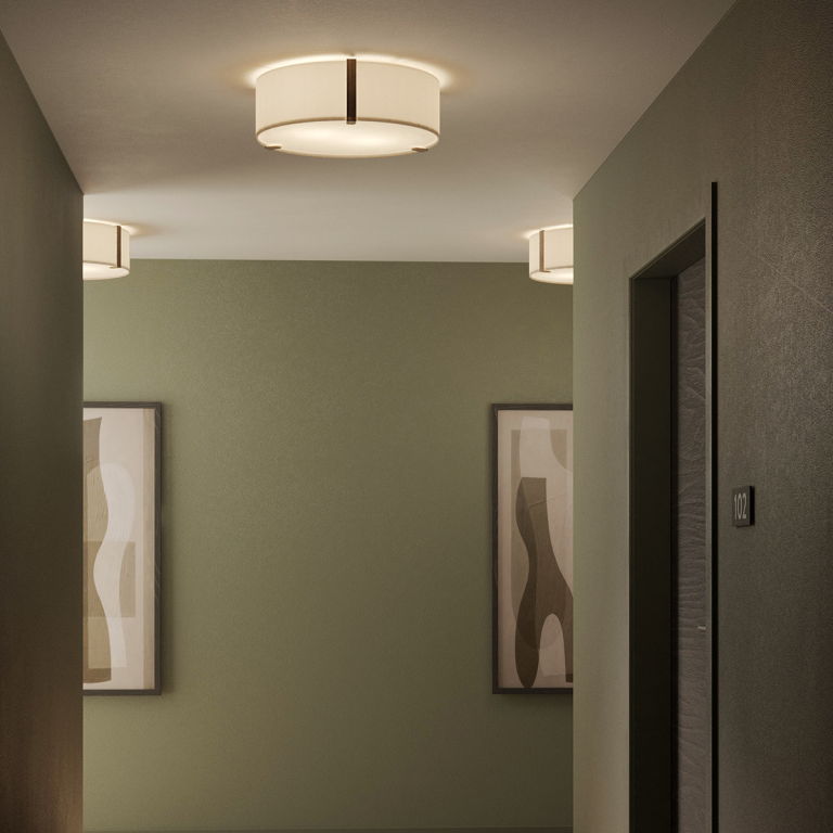 Astro Salina 400 White Fabric/Bronze Ceiling Light | UKES