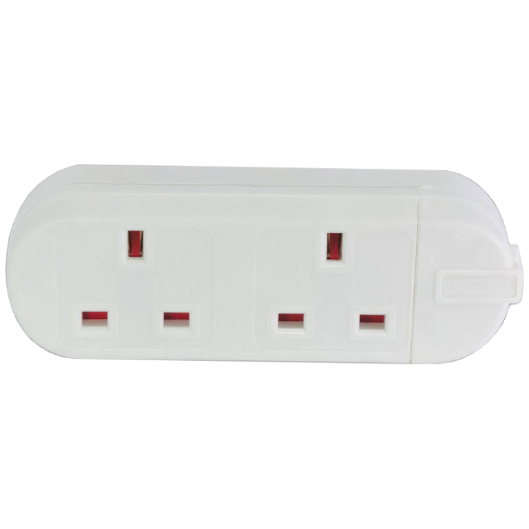 Selectric White 2 Gang 13A Round Edged Trailing Socket - Unswitched | UKES
