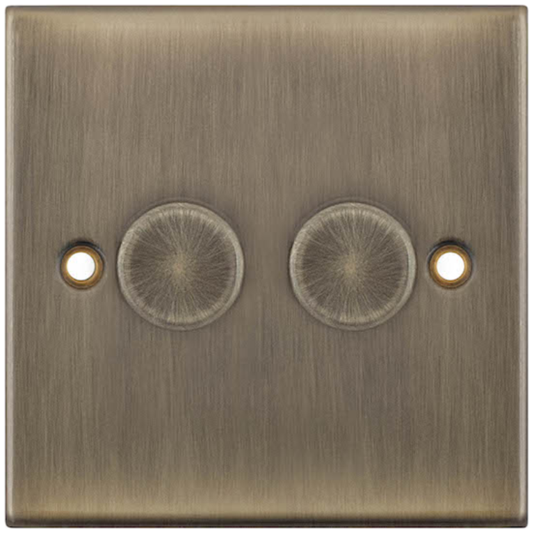 Selectric 5M Antique Brass 2 Gang 5-100W 2 Way Dimmer Switch | UKES