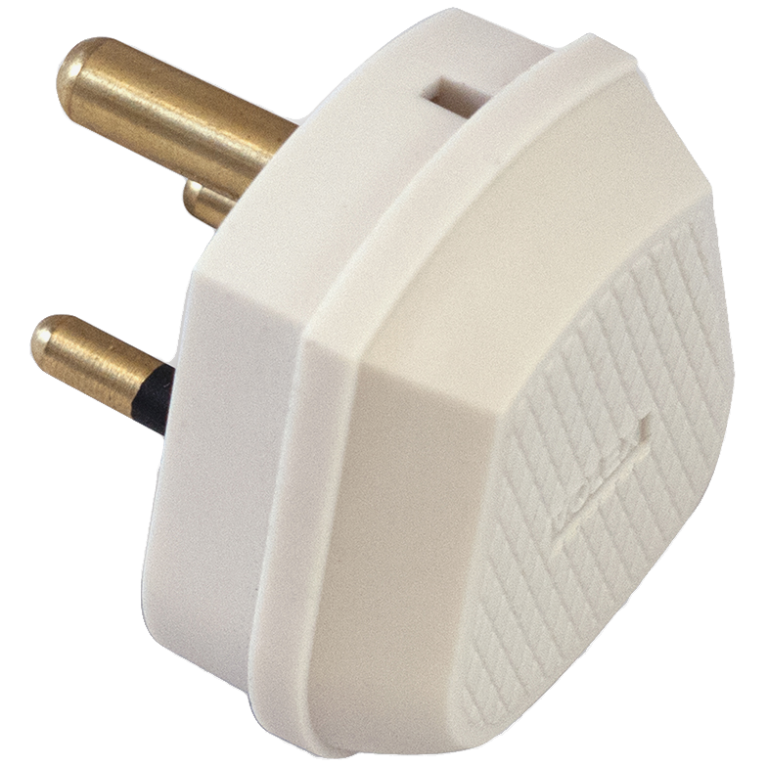Selectric Square White 2A Round Pin Plug | UKES