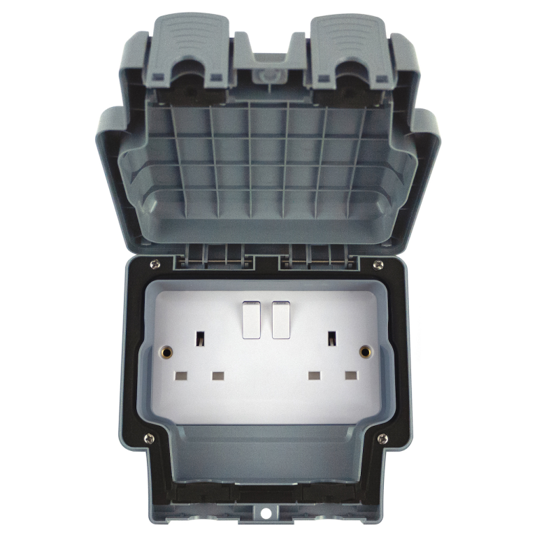 Selectric Seal IP66 Heavy Duty 2 Gang 13A Switched Socket Box | UKES