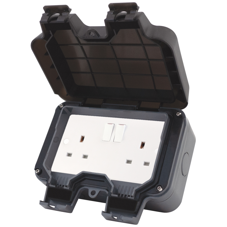 Selectric Seal IP66 Heavy Duty 2 Gang 13A Switched Socket Box | UKES