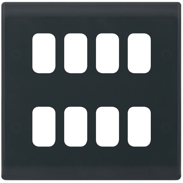 Selectric Smooth GRID360 Grey 8 Gang Faceplate (Part M) | UKES