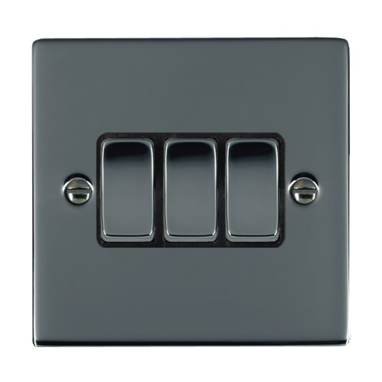 Hamilton Sheer Black Nickel 3 Gang 10AX 2 Way Switch with Black Nickel ...
