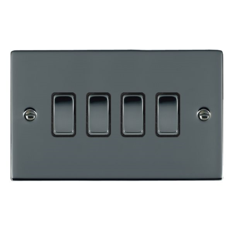 Hamilton Sheer Black Nickel 4 Gang 10AX 2 Way Switch with Black Nickel ...