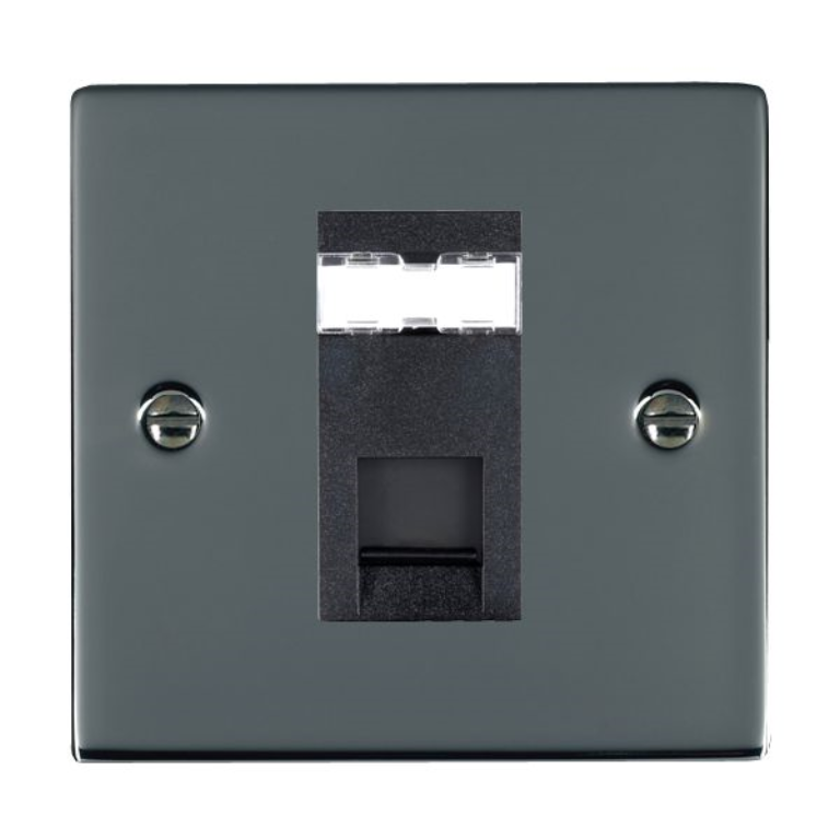 Hamilton Sheer Black Nickel 1 Gang Unshielded RJ12 Socket with Black ...