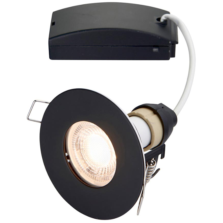 Saxby Lighting Speculo Round Fixed Matt Black IP65 GU10 Downlight | UKES