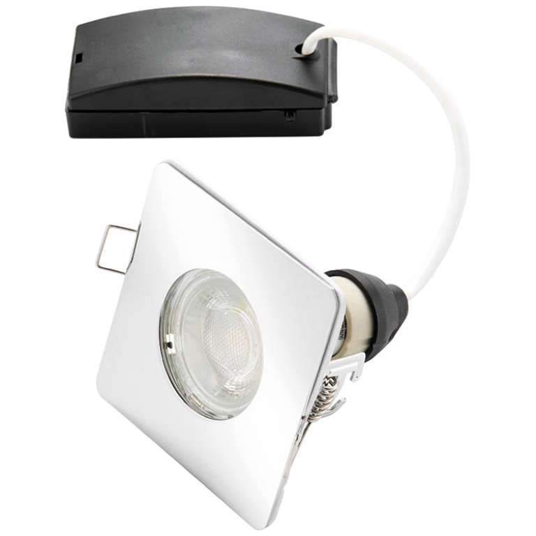 Saxby Lighting Speculo Square Fixed Chrome IP65 GU10 Downlight | UKES