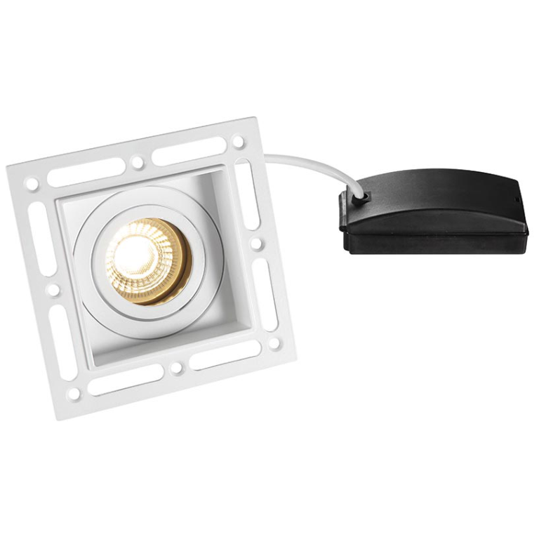 Saxby Lighting Trimless Square Adjustable Matt White GU10 Downlight | UKES