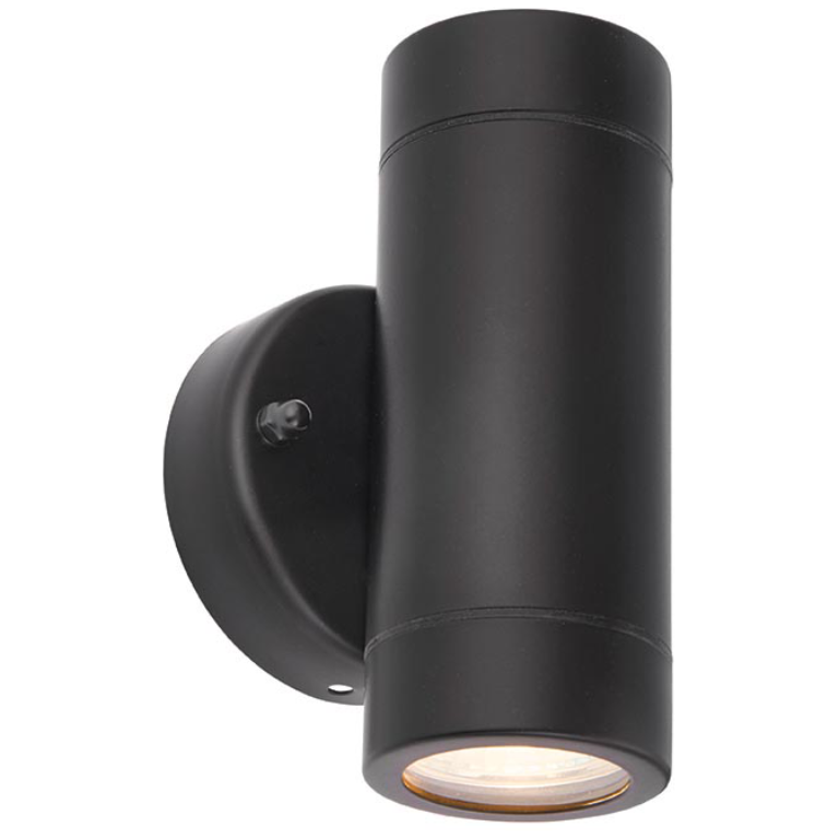 Saxby Lighting Palin Up/Down IP44 Matt Black GU10 Wall Light | UKES