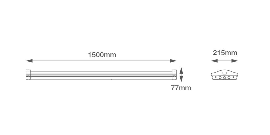 Ovia Lighting Inceptor A-Lite 1500mm 50W Switchable CCT DALI Dimmable LED Linear Batten | UKES