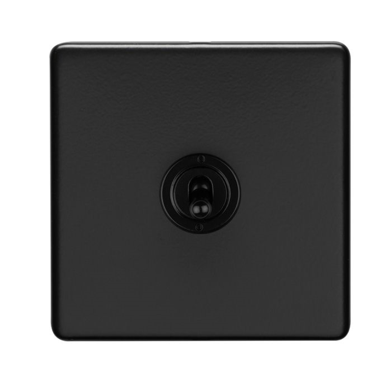 Eurolite Concealed 3mm Matt Black 1 Gang 10A 2 Way Toggle Switch | UKES