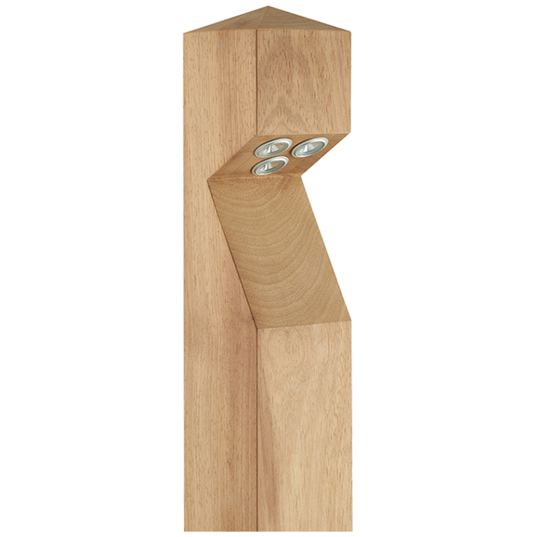 Collingwood Lighting BL03 Pointed Top 5W 3000K Iroko Wood IP65 LED Bollard - Base Entry Cable | UKES