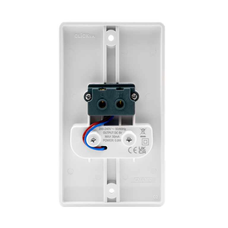 Click Mode 1 Gang White In-Wall Electric Toothbrush Charger | UKES