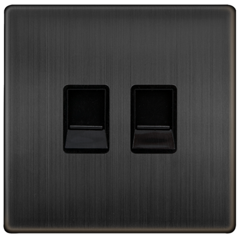 Click Definity Complete Matt Bronze 2 Gang Master Telephone Socket with ...