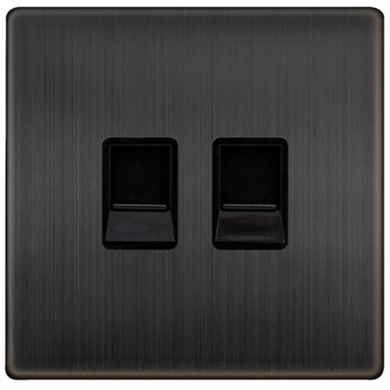 Click Definity Complete Matt Bronze 2 Gang Secondary Telephone Socket ...