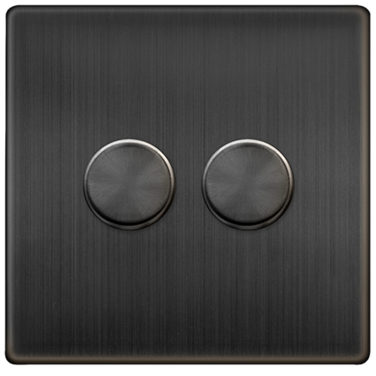 Click Definity Complete Matt Bronze 2 Gang 2 Way 100W Dimmer Switch ...