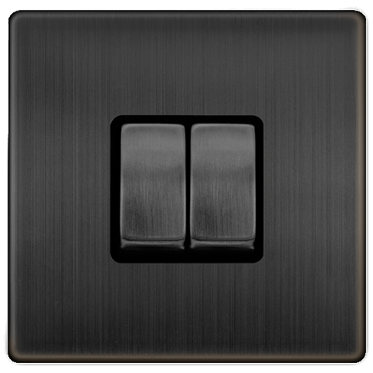 Click Definity Complete Matt Bronze 2 Gang 2 Way 10AX Plate Switch with ...