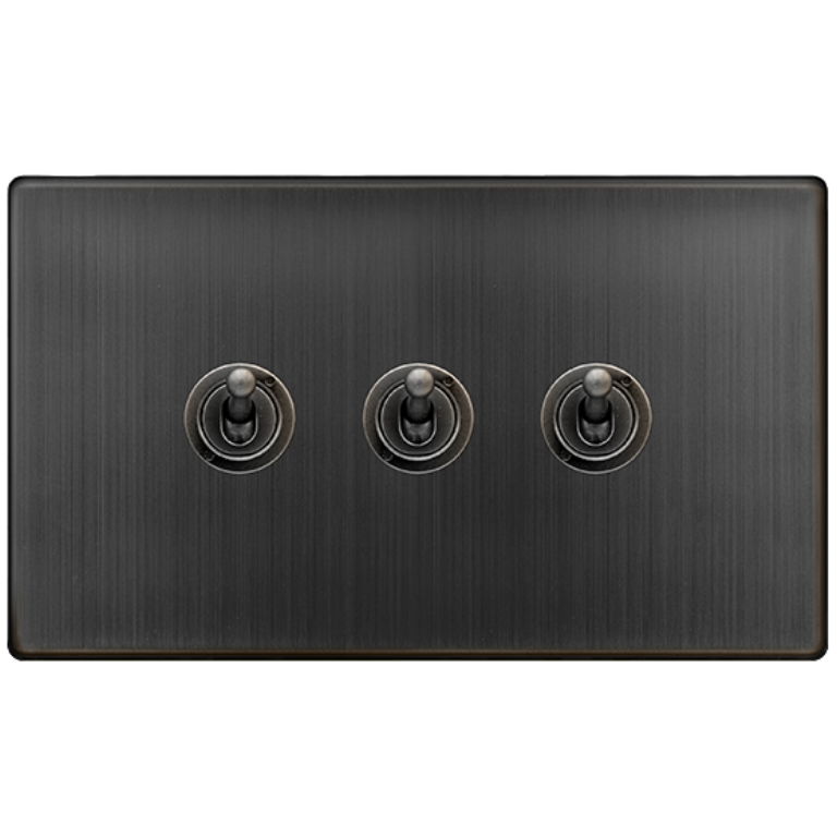 Click Definity Complete Matt Bronze 3 Gang 2 Way 10AX Toggle Plate ...