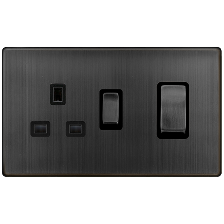 Click Definity Complete Matt Bronze 50A Double Pole Ingot Cooker Switch ...