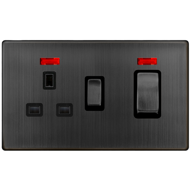 Click Definity Complete Matt Bronze 50A Double Pole Ingot Cooker Switch ...