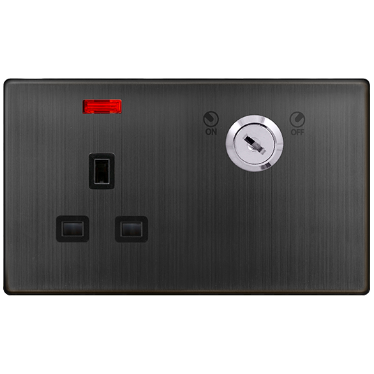 Click Definity Complete Matt Bronze 1 Gang 13A Double Pole Key Lockable ...