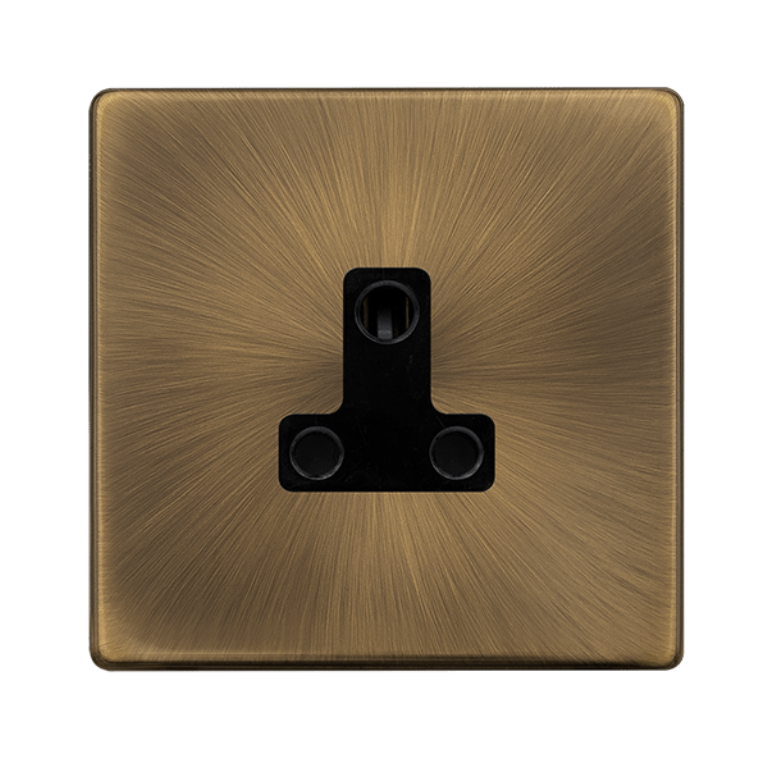 Click Definity Complete Antique Brass 5a Round Pin Unswitched Socket