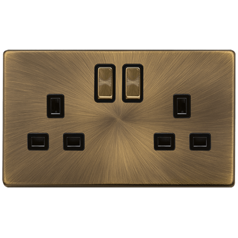 Click Definity Complete Antique Brass 2 Gang 13A Double Pole Ingot ...