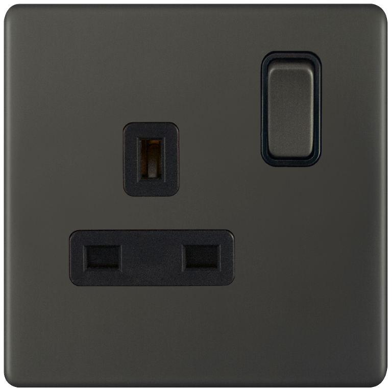 Selectric 5M-Plus Dark Bronze 1 Gang 13A DP Switched Socket with Black ...