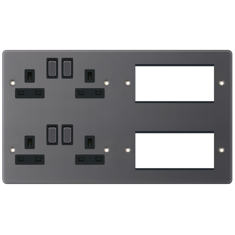 Selectric 7M-Pro Black Nickel 2x2 Gang DP Switched Socket with 2x4 ...