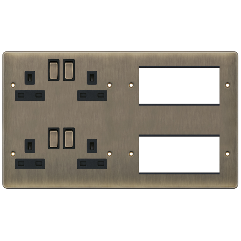 Selectric 7M-Pro Antique Brass 2x2 Gang Double Pole Switched Socket ...