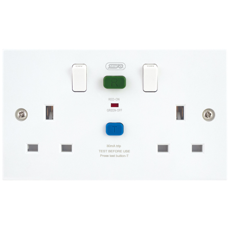 Selectric Square LGRCD-2 2 Gang 13A Double Pole Switched RCD Socket ...