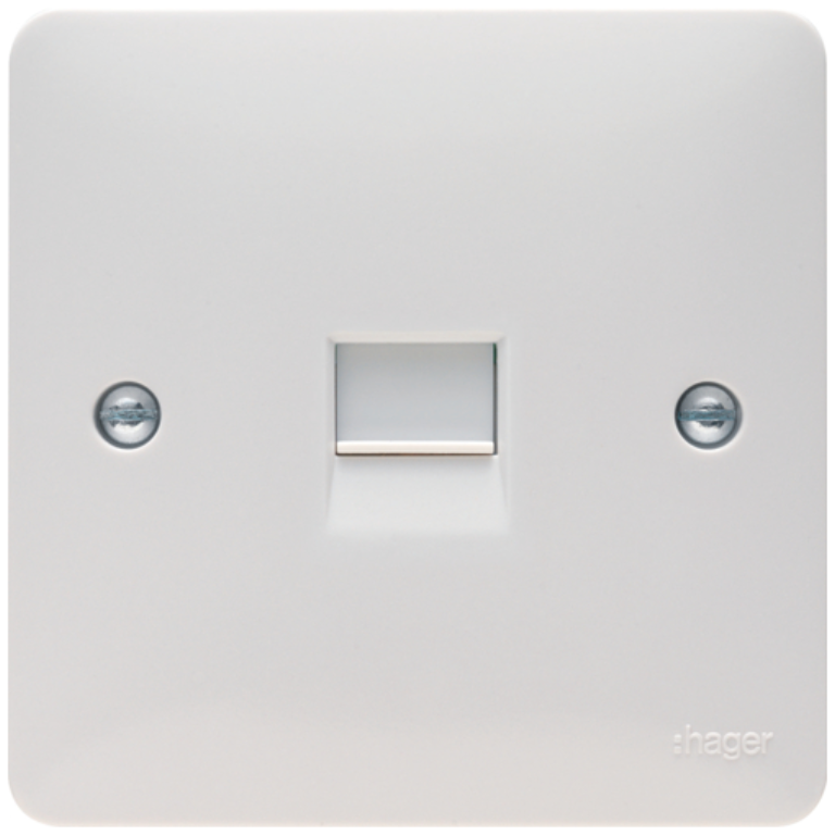 Hager Sollysta White Moulded Socket, 1 Gang Telephone Secondary | UKES