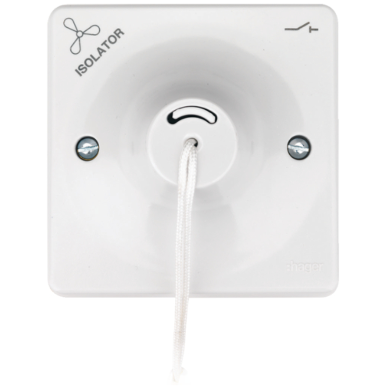 Hager Sollysta White Moulded Ceiling Switch, TP Marked Fan & Isolator ...