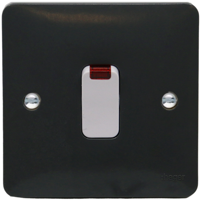 Hager Sollysta White Moulded Control Switch, 1 Gang Double Pole c/w LED ...