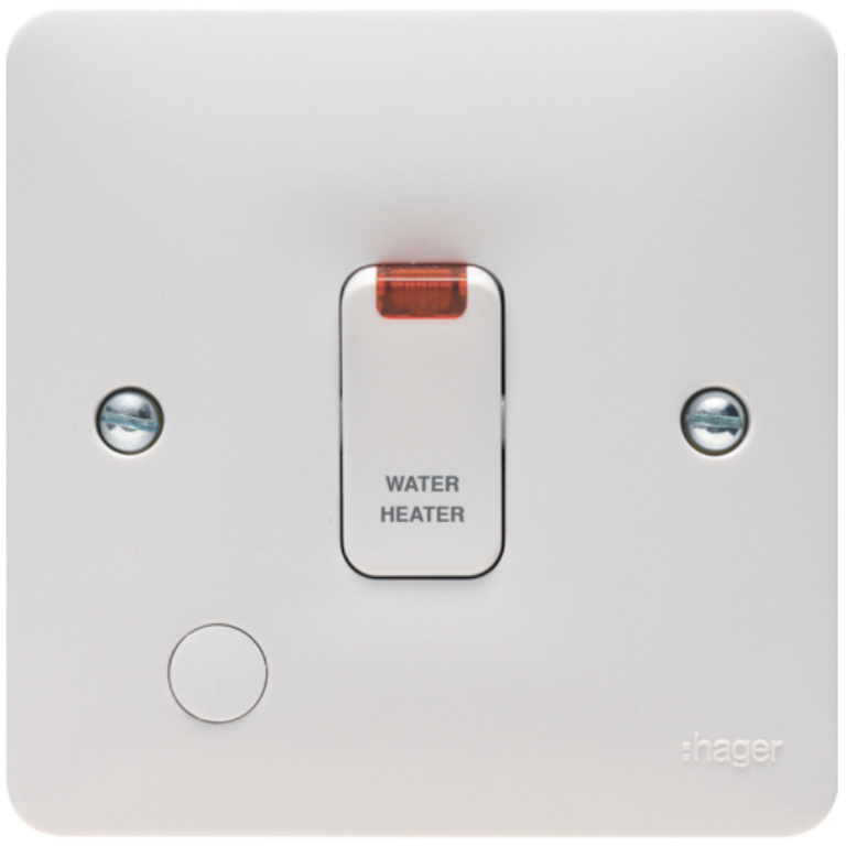 Hager Sollysta White Moulded Control Switch, 1 Gang DP c/w Flex Outlet ...