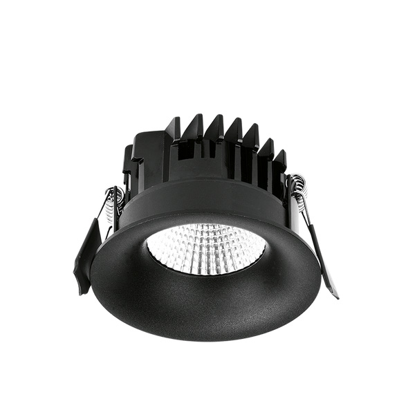 Aurora Lighting CURVEE 230V 7W LED IP44 Fixed 10mm Baffle Dimmable Downlight Black 3000K | UKES
