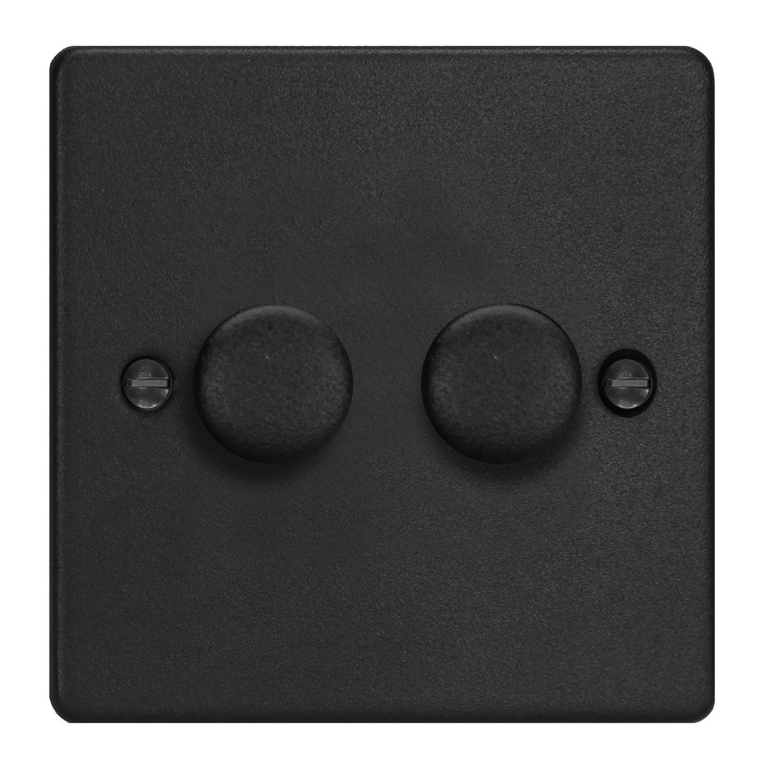 Varilight Essential V-Pro Matt Black 2 Gang 2 Way 0-120W Push-On/Off ...
