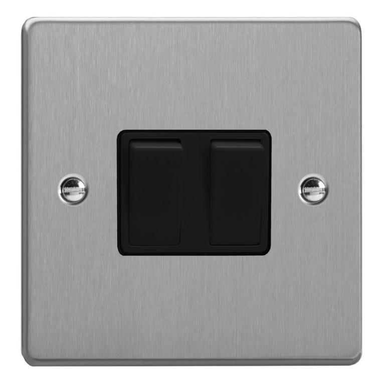 Varilight Essential Brushed Steel 2 Gang (10A Intermediate + 10A 1 or 2 ...