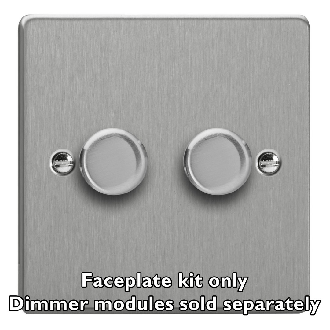 Varilight Essential Brushed Steel 2 Gang Matrix Kit For Rotary Dimmers ...