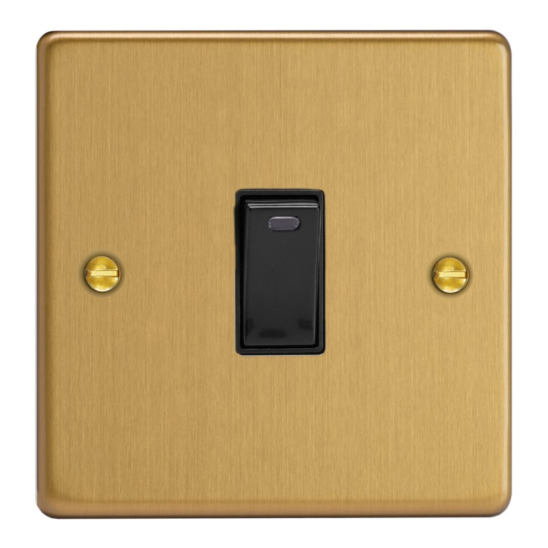 Varilight Essential Brushed Brass 1 Gang 20A Double Pole Switch with ...