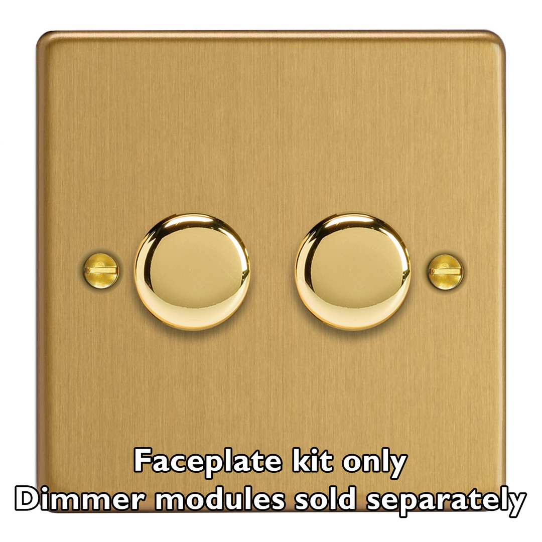 Varilight Essential Brushed Brass 2 Gang Matrix Kit For Rotary Dimmers | UKES
