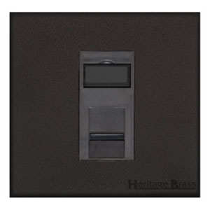 Heritage Brass Windsor Matt Black 1 Gang RJ45 Socket with Black Plastic ...