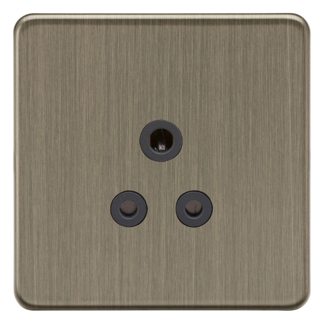 Knightsbridge Screwless Antique Brass 5A Unswitched Round Pin Socket ...