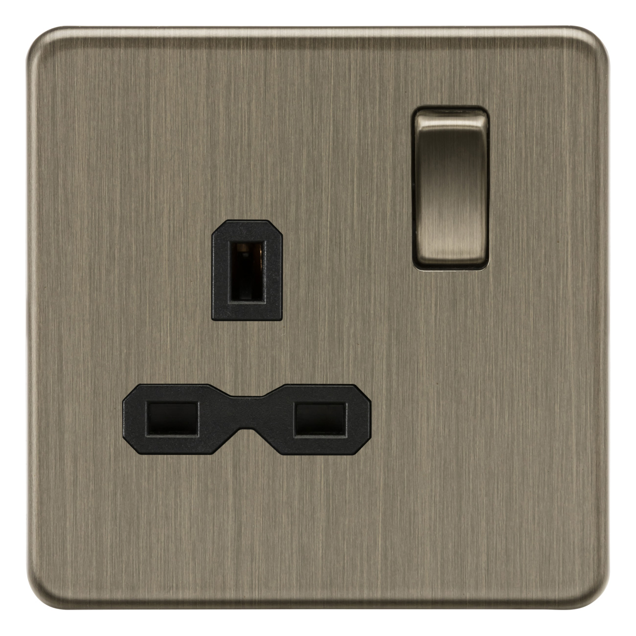 Knightsbridge Screwless Antique Brass 13A 1 Gang Double Pole Switched ...