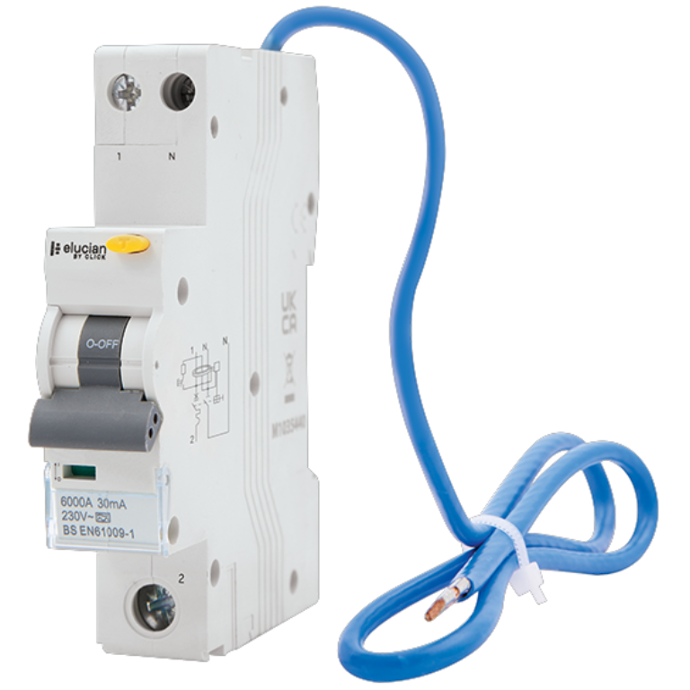 Elucian 1 Pole + Neutral Bi-Directional True 6kA B Curve 6A 30mA RCBO ...