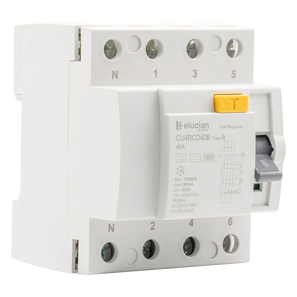 Elucian 4 Pole 40A 30mA Type B Bi-Direction RCD | UKES